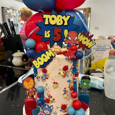 Superhero / Comic Book Themed Cake Topper personalised birthday Custom ...