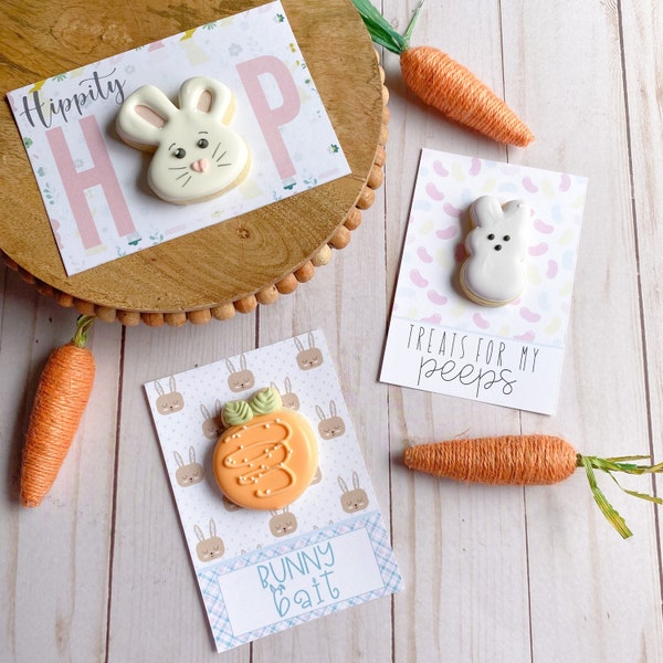Printable Mini Cookie Card - 5" X 3.5" Happy Easter Hippity HOP Floral ...