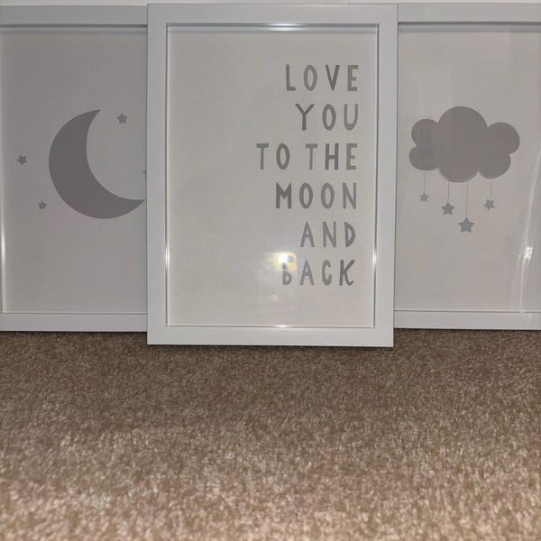 Gender Neutral Moon Stars Prints - Set of 3, Love You to the Moon and ...