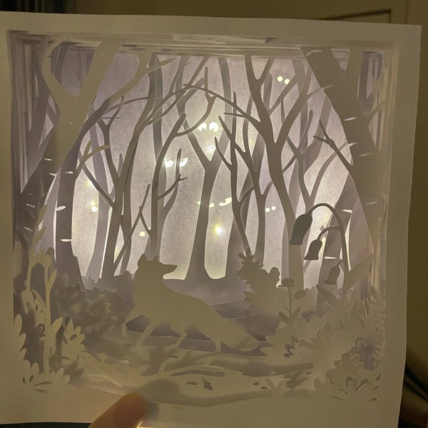 Deer Forest Light Box Template: Paper Cut Shadow Box (SVG, PDF) - Etsy
