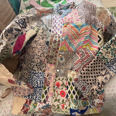 Quilted Patch Work Block Printed Indian Cotton Jacket Block - Etsy