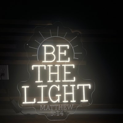 Be the Light Neon Sign Bible Verse LED Decor Gift for Christians Mathew ...