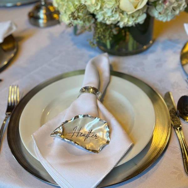 Flat Oyster Shell Place Cards Wedding Favor Wedding Placecard Name ...