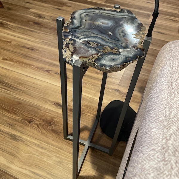 Agate Side Table-natural Stone End Table-handmade Bedside Table-agate ...