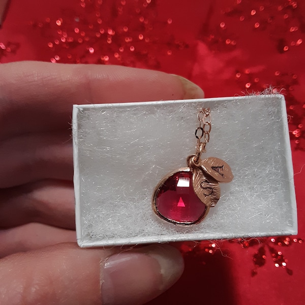 Personalized Ruby Necklace, Bridesmaid Necklace, July Birthstone ...