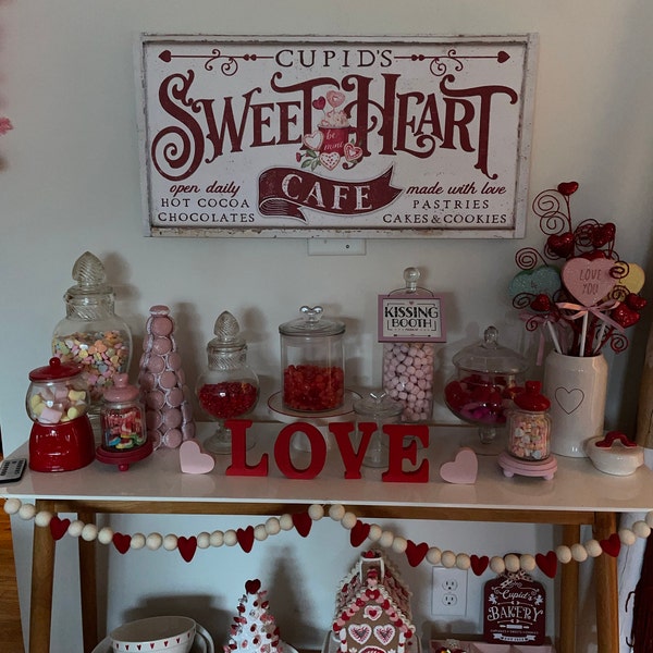 Cupid's Sweetheart Cafe Cocoa Bar Valentines Day Sign Modern Farmhouse ...