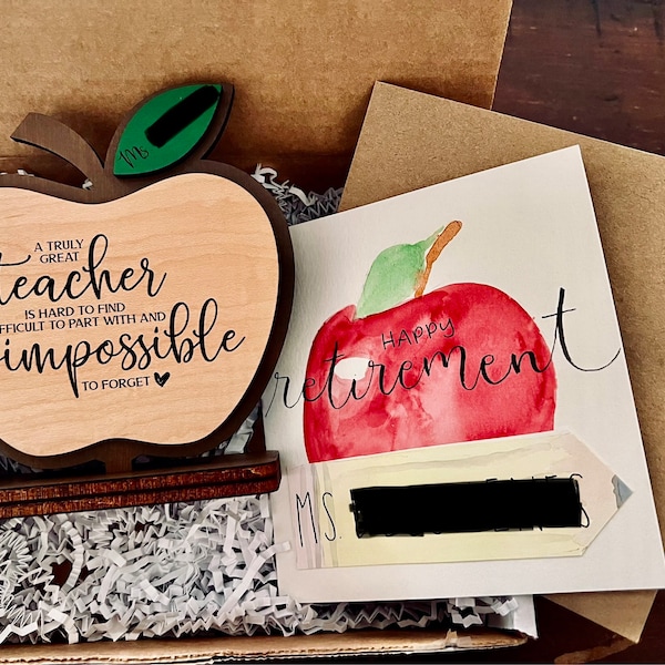 Cute Watercolor Hand Lettered Teacher Retirement Card, Books Theme - Etsy