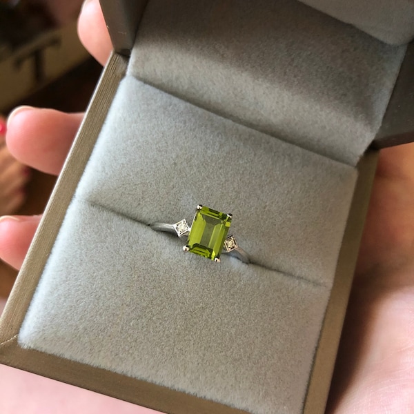 August Birthstone Ring Natural Peridot Ring Gemstone Sterling Silver ...