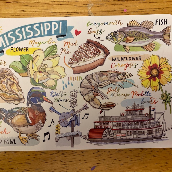 Mississippi State Postcard. - Etsy