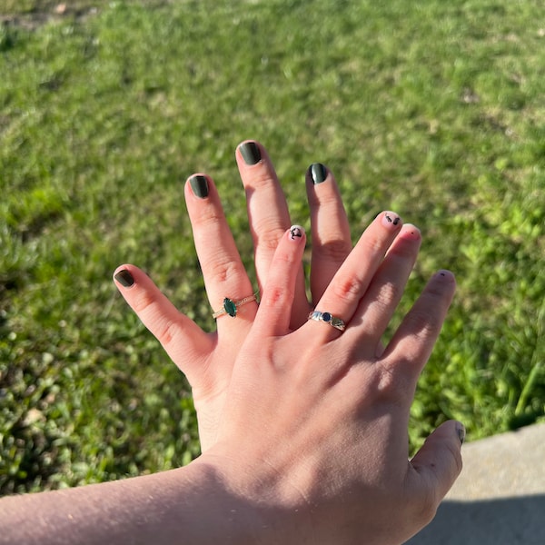 Ammolite and Rutilated Quartz Doublet Ring Sterling Silver Size 6.5 ...