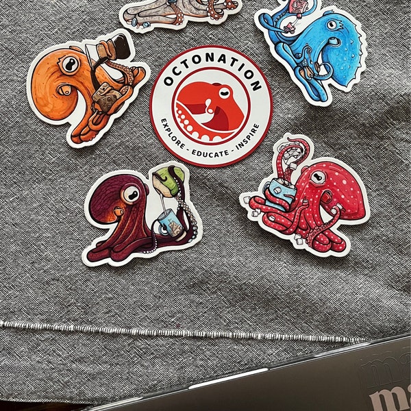 Octobaristas Octopus Coffee Sticker Set Sheet, Barista Trendy Gift for ...