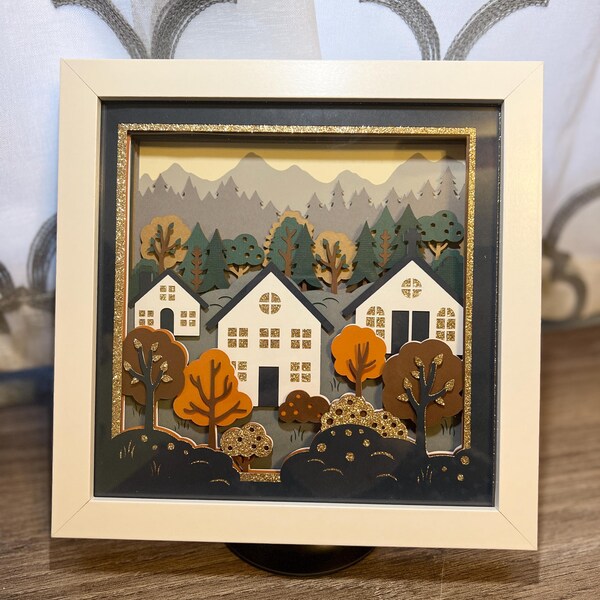 3D FALL VILLAGE Svg - Fall Shadow Box Svg - for Cricut - for Silhouette ...