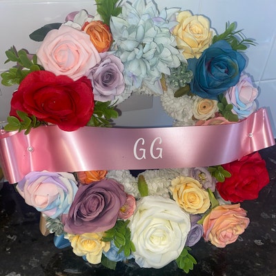 Funeral Flowers Round Ring Wreath With Personalised Ribbon 10 12 14 or ...