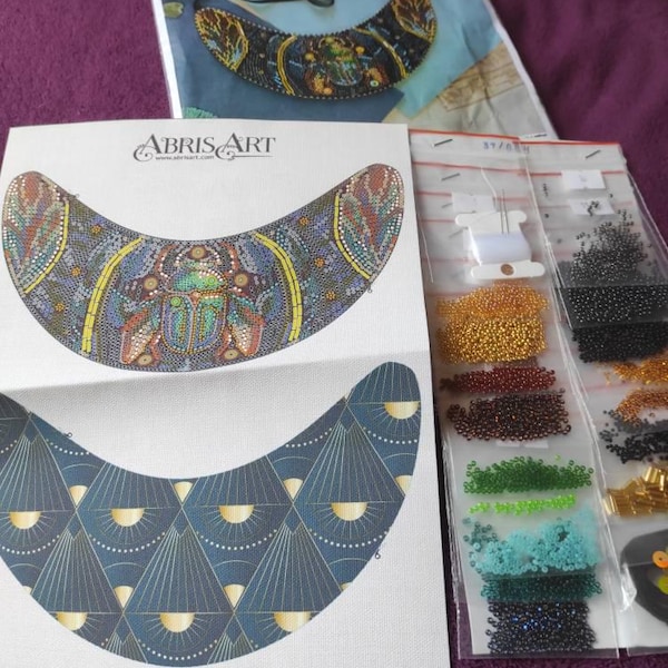 Bead Embroidery Kit Emerald Talisman, Necklace Embroidery, Beaded ...