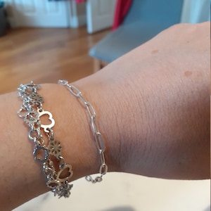 Sterling Silver Chain Bracelet, Silver Rectangle Link Chain, Delicate ...