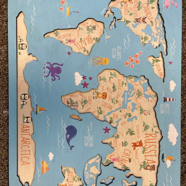 Kids World Map, Gift for Kids, World Map Puzzle for Kids Gift ...