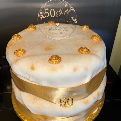 Personalised Anniversary Cake Topper, Golden Anniversary Cake Topper ...