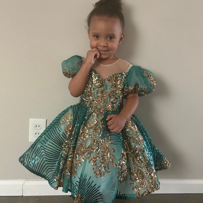 3T Blush Pink Pageant Dress Golden Jacquard Floral Satin Flower Girl ...