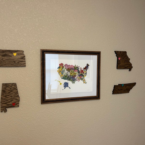 State Flower Map - Etsy