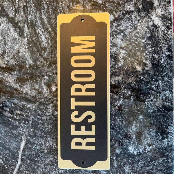 Brushed Copper Restroom Sign: 9x3" Metal Bathroom Door Sign - Etsy