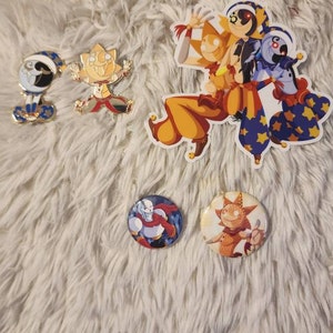 FNAF Smol Sun and Mini Moon Glow-in-the-dark Enamel Pins Free Sticker ...