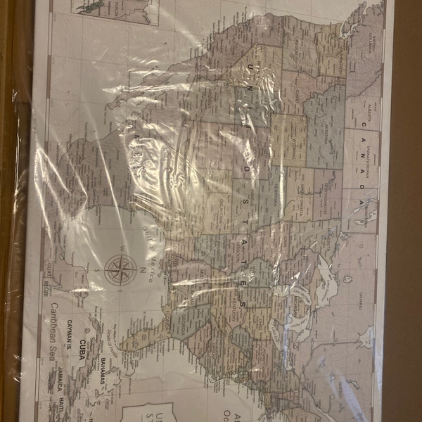 Push Pin USA Travel Map - Cork Pin Board Canvas Map (desert Sunrise ...