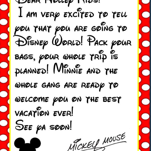 Printable and Editable Letter Vacation Trip Reveal // Editable PDF ...