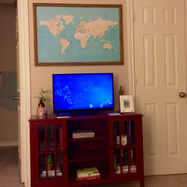 Push Pin World Map Poster- Turquoise World Map- Travel Map- World Map ...