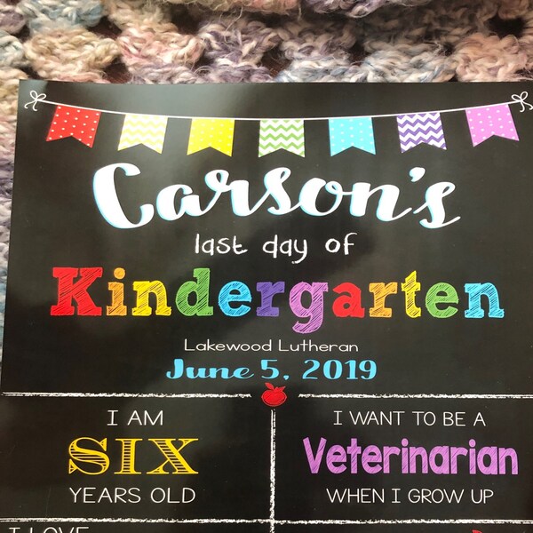 First Day of Pre-k Sign or Last Day of School Sign Boy Girl ...