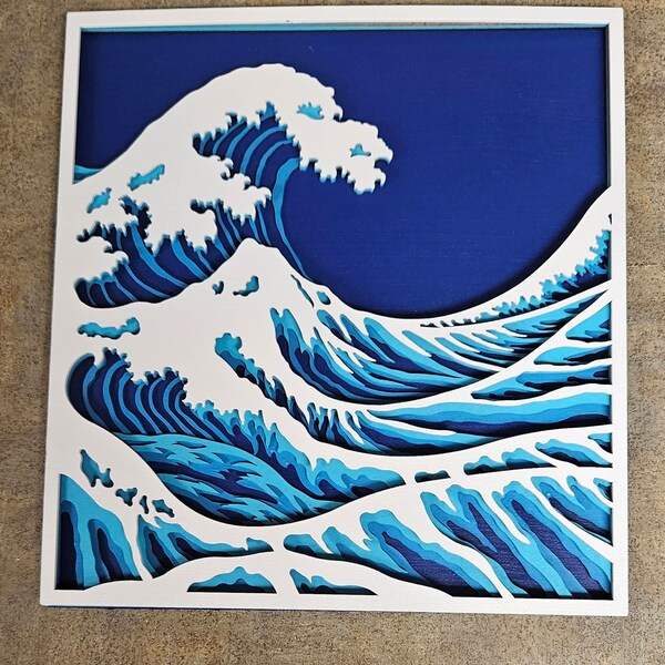 Digital Files-great Wave-cricut SVG-CNC Laser Cut Cricut-multilayer 3D ...