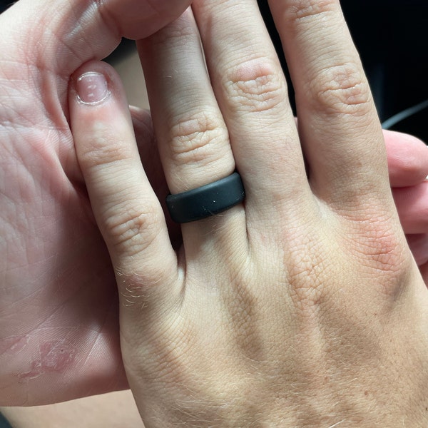8mm Black Silicone Wedding Band | Unisex Rubber Activity Ring - Etsy