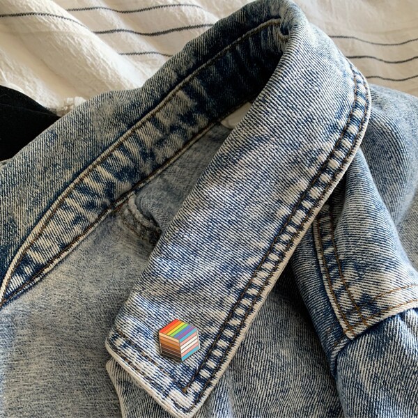 Inclusive Rainbow Pin Flag Cube Geometric LGBTQ Pin Lapel Badge Brooch ...