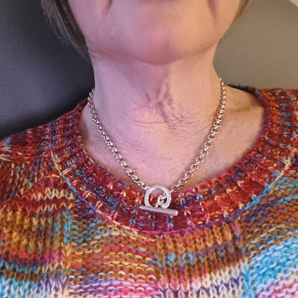 Silver Necklace, Chunky Rolo Chain Necklace, Silver Boho Necklace ...