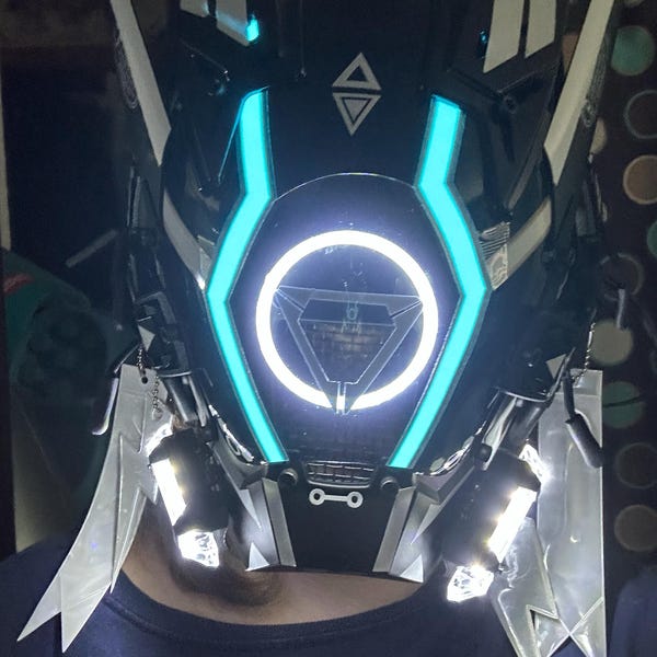 Self-design Glowing Cyberpunk Mask, Futuristic Mask With Lights ...