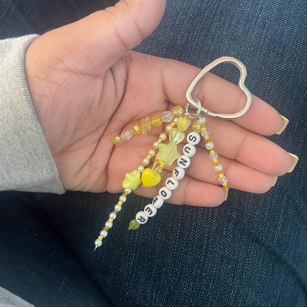 Personalized Keychain // Beaded Keychain // Colorful // Cute // Gift ...
