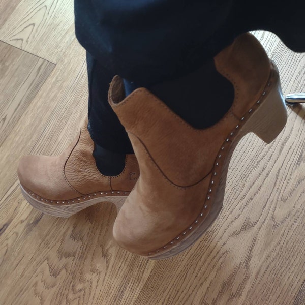 Black Bobbie Clog Boots | Leather Ankle Boots | Classic Booties | Women ...