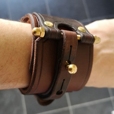 Steampunk Industrial Style Leather Cuff. Free UK Delivery. Handmade ...