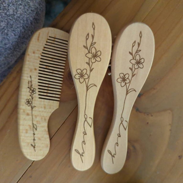 Custom Wood Comb Grooming Set | Personalized Girls Brush and Comb Set ...