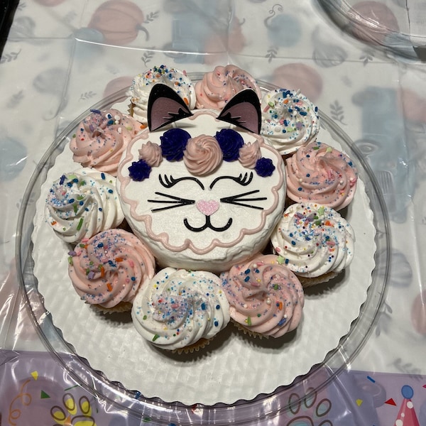 Cat Face Birthday Cake Topper: Glitter Kitten Party Decoration - Etsy