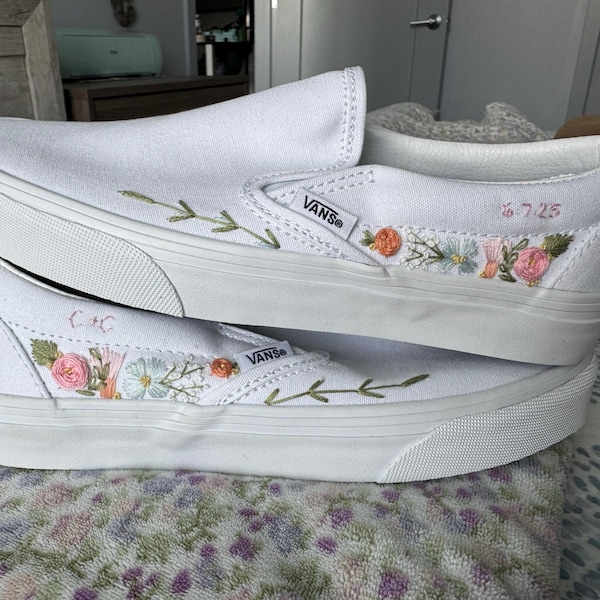 Embroidered Vans Shoes, Custom Hand Embroidery to Order, Personalized ...