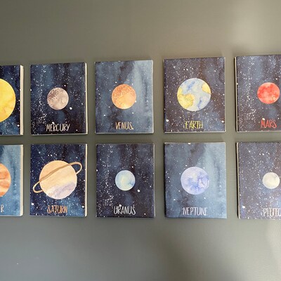 Watercolor Solar System Printable Wall Art Set, Digital Download, Space ...