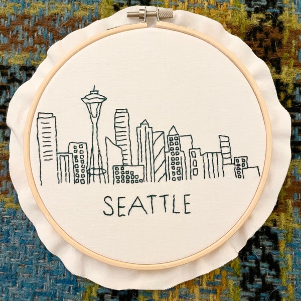 Seattle Skyline Hand Embroidery Pattern, Washington City Design PDF ...
