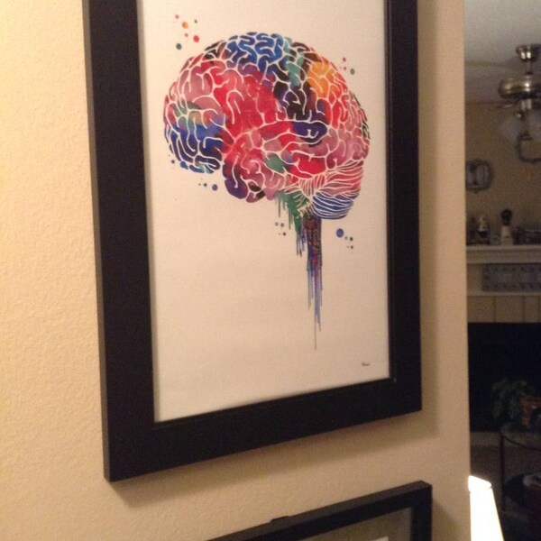 Brain Watercolor Print Anatomy Art, Brain Lateral View Poster Lobes of ...