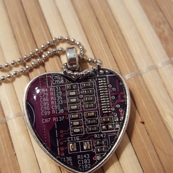 Geeky Heart Necklace - Circuit Board Necklace Made With Recycled Computers - Recomputing - Etsy