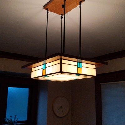 Dining Room Light Fixture Mission Style Vintage Style Glass - Etsy