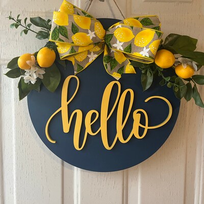 Hello Lemon Door Hanger for Spring Summer - Etsy