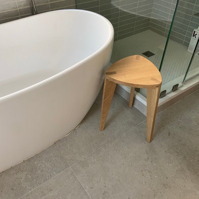 Acacia Stool Three-legged Bathroom Stool Chair Shower Stool Shower ...