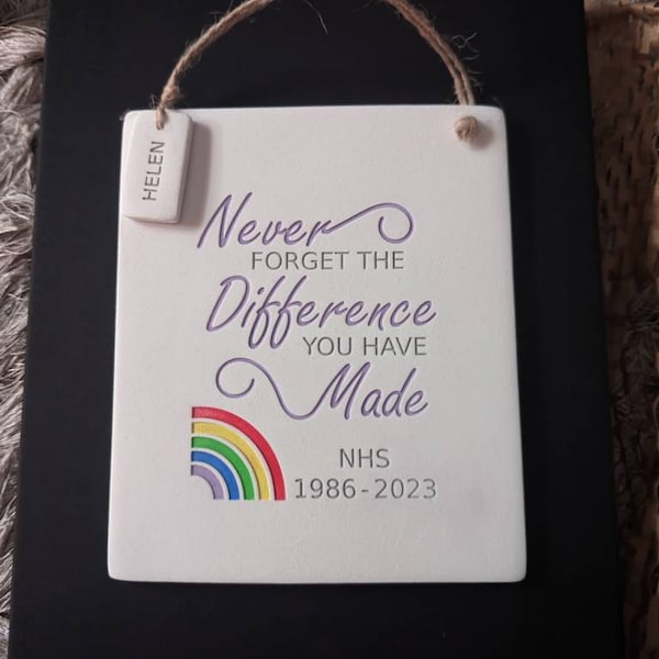 Personalised NHS Retirement Plaque: Rainbow Clay Decoration - Etsy UK
