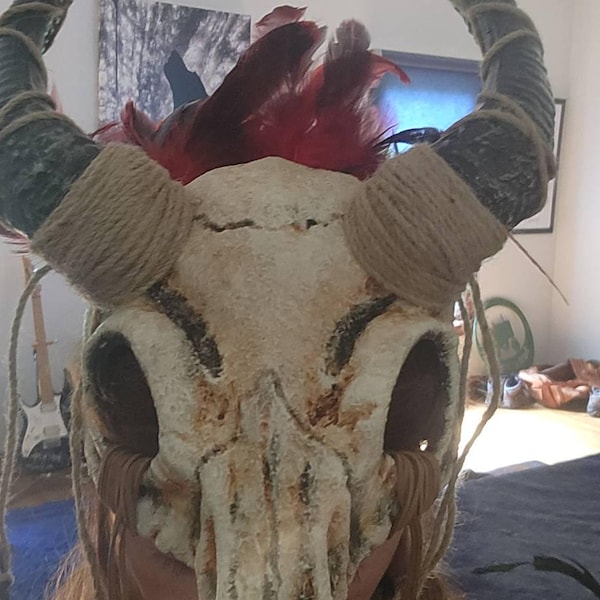 Ram Horn Skull Pagan Viking Ritual Skull Witchcraft Skull Deer Antler ...