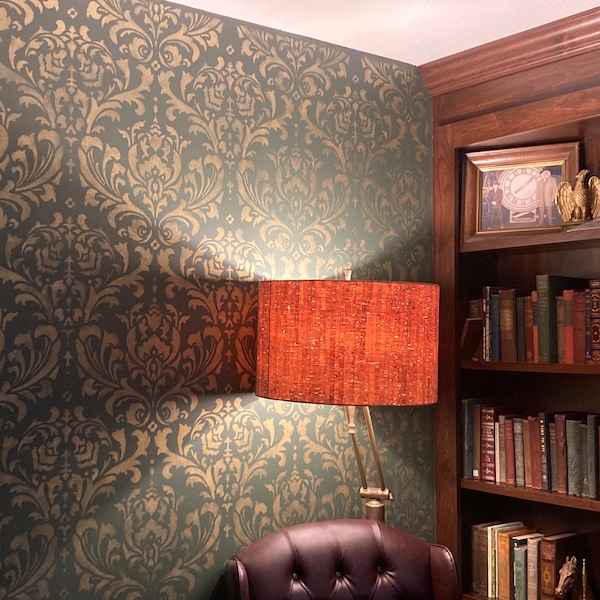 Anna Damask Wall Stencil - LARGE WALL STENCILS Instead of Wallpaper ...